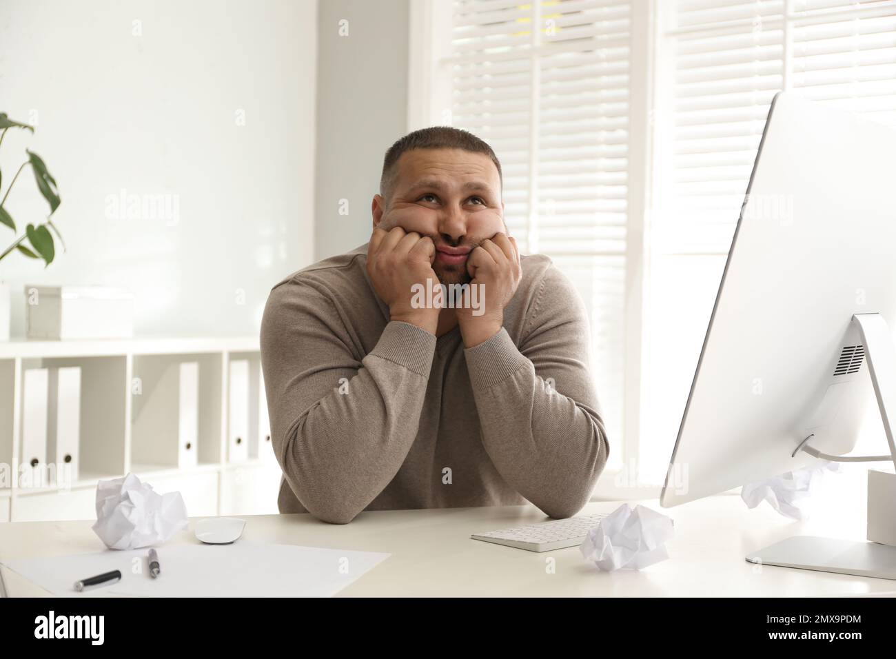 Fat business man desk hi-res stock photography and images - Alamy