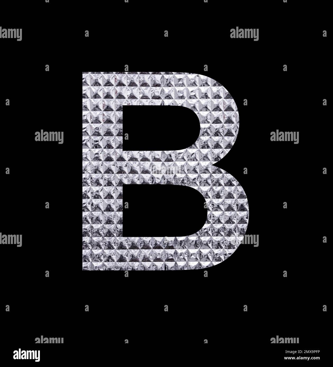 Alphabet letter B - Textured shiny silver paper Stock Photo - Alamy