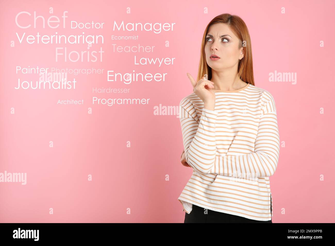 Woman thinking why emotional hi-res stock photography and images - Alamy