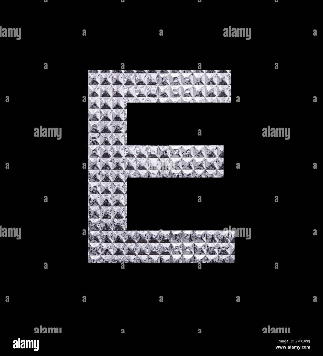Alphabet letter E - Textured shiny silver paper Stock Photo - Alamy