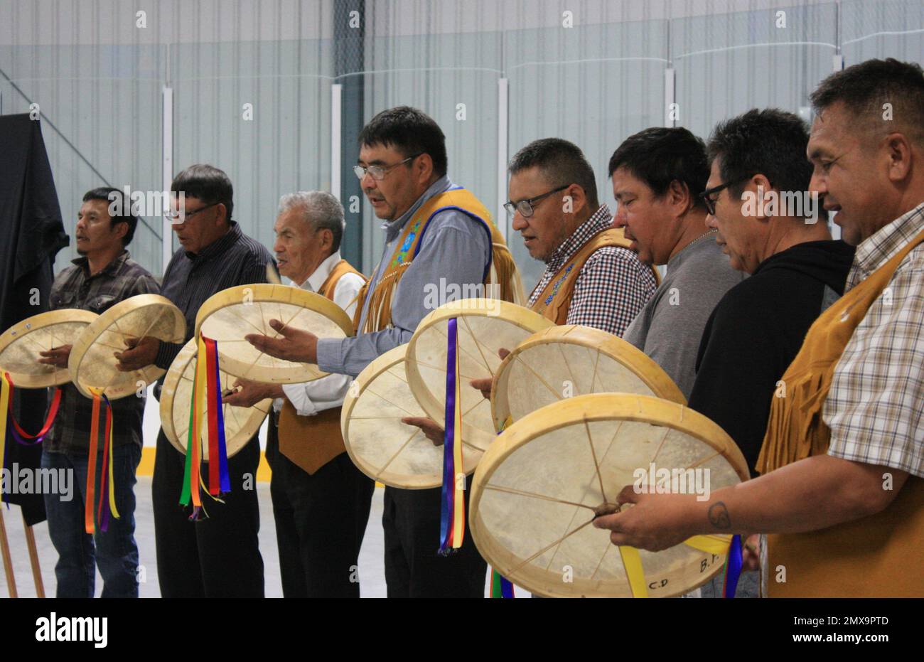 Drummers take part in the opening ceremonies for Treaty 11 celebrations ...