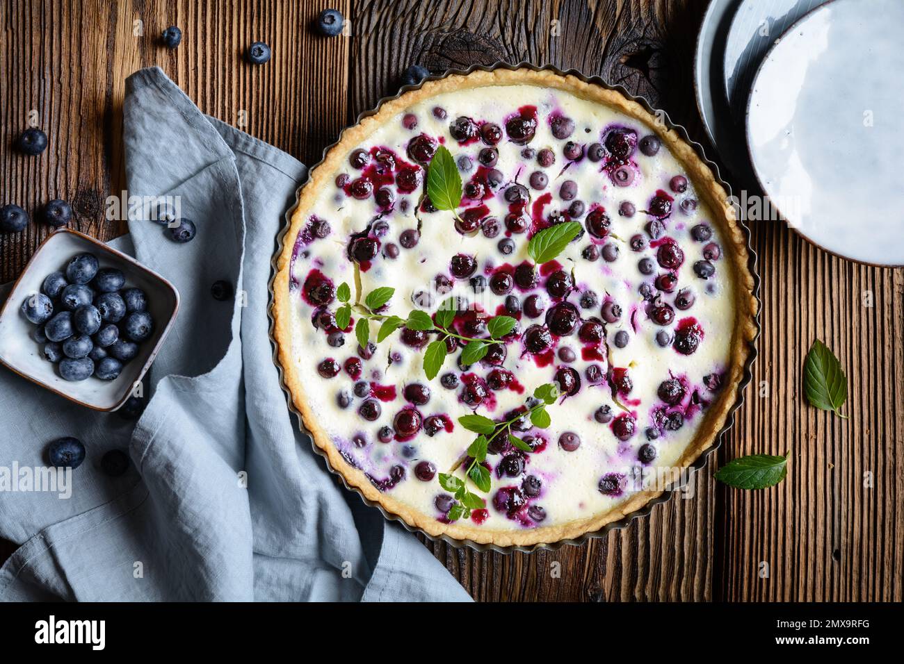 Mustikkapiirakka – traditional Finnish pie with blueberry and sour ...