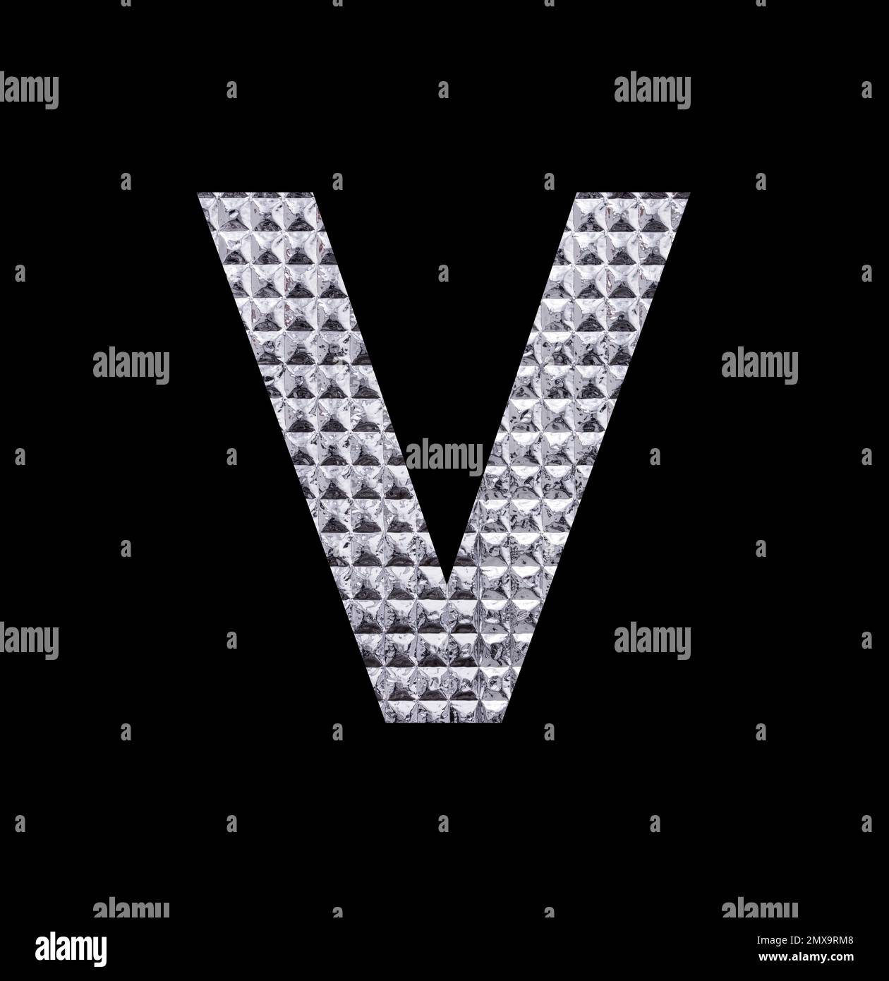 Alphabet letter V - Textured shiny silver paper Stock Photo - Alamy