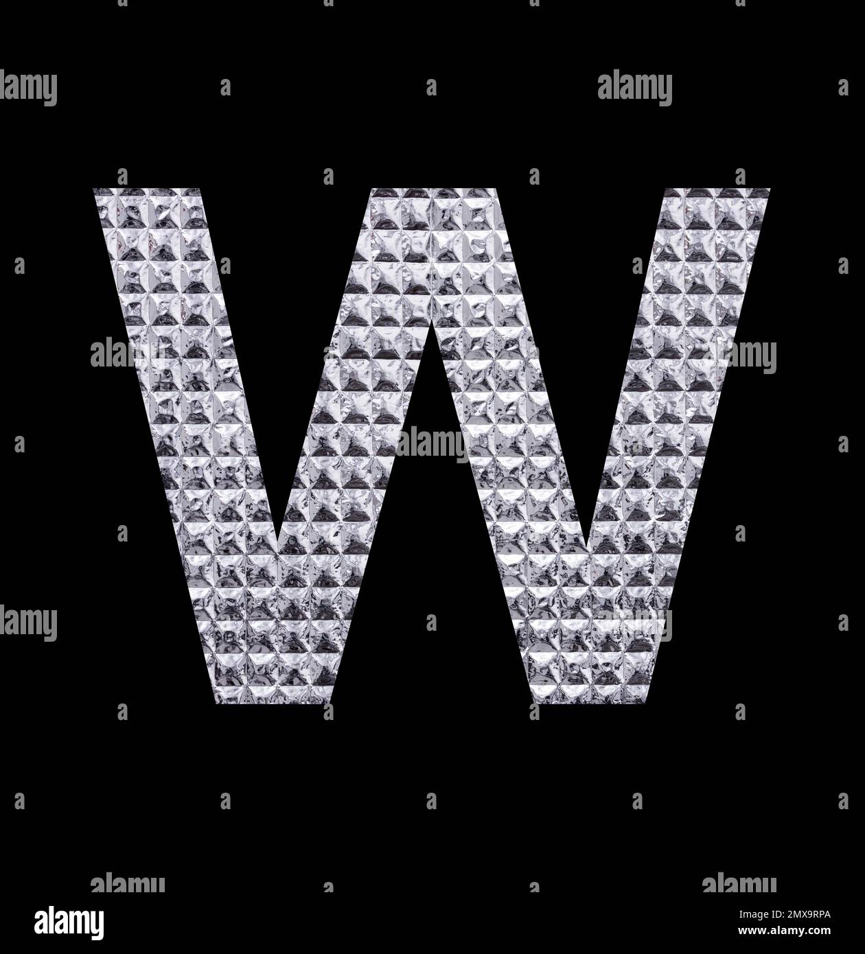 Alphabet letter W - Textured shiny silver paper Stock Photo - Alamy