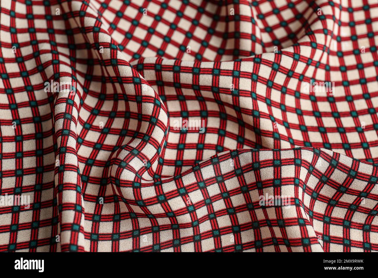 Texture of beautiful fabric with stylish pattern as background, closeup ...