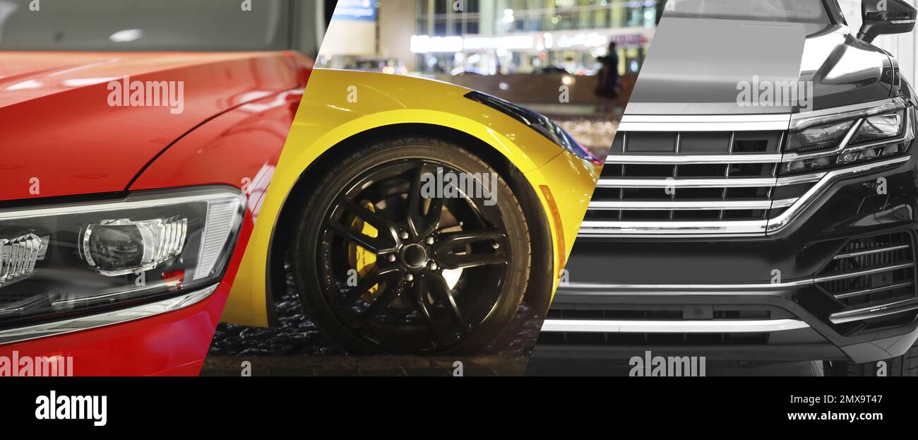 Collage of beautiful pictures with luxury cars Stock Photo - Alamy