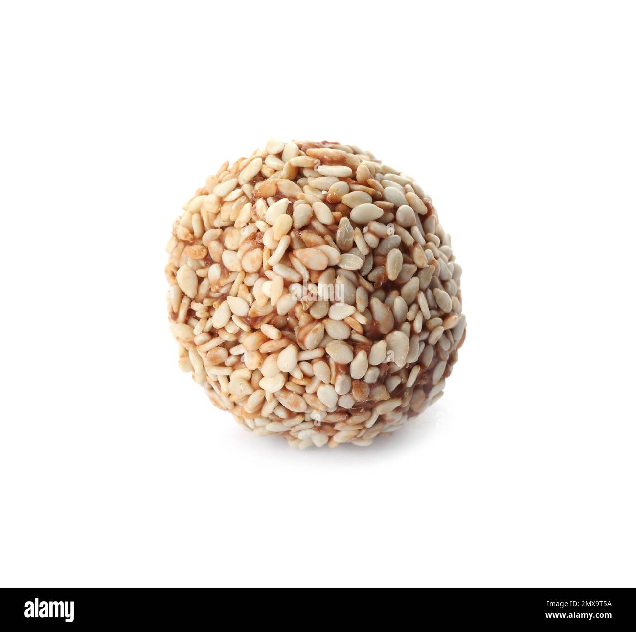 Delicious chocolate candy with sesame seeds isolated on white Stock ...