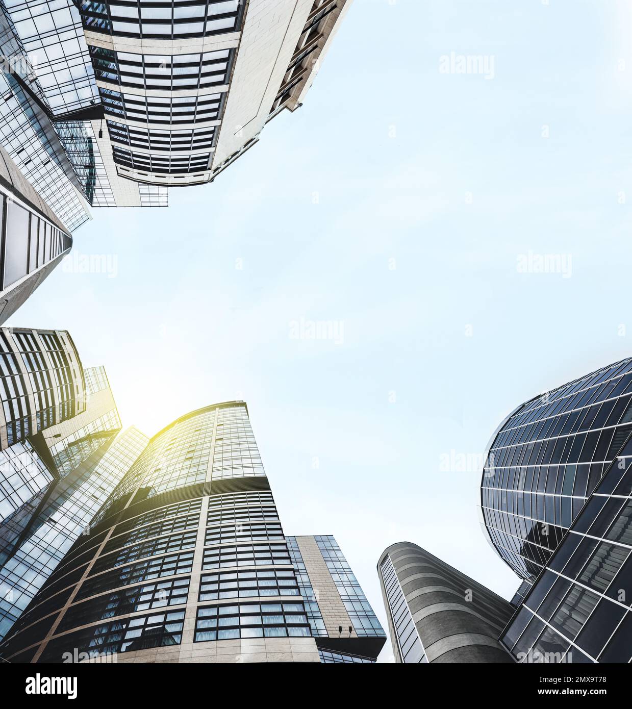 Office buildings with tinted windows, low angle view. Modern ...