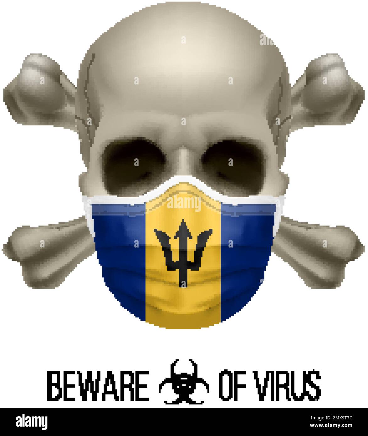 Human Skull with Crossbones and Surgical Mask in the Color of National ...