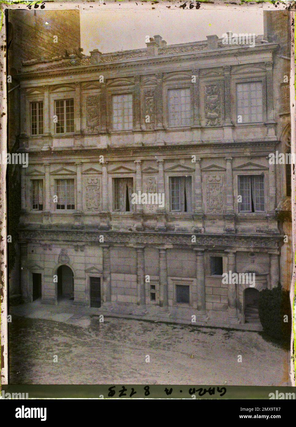 Uzès, France The interior facade of the ducal castle known as the Duchy ...