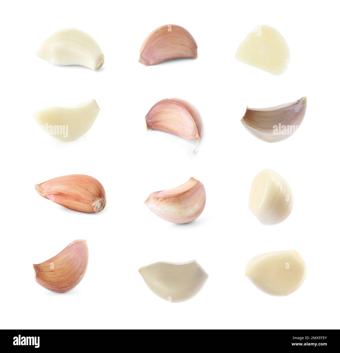 Set of garlic cloves on white background Stock Photo - Alamy
