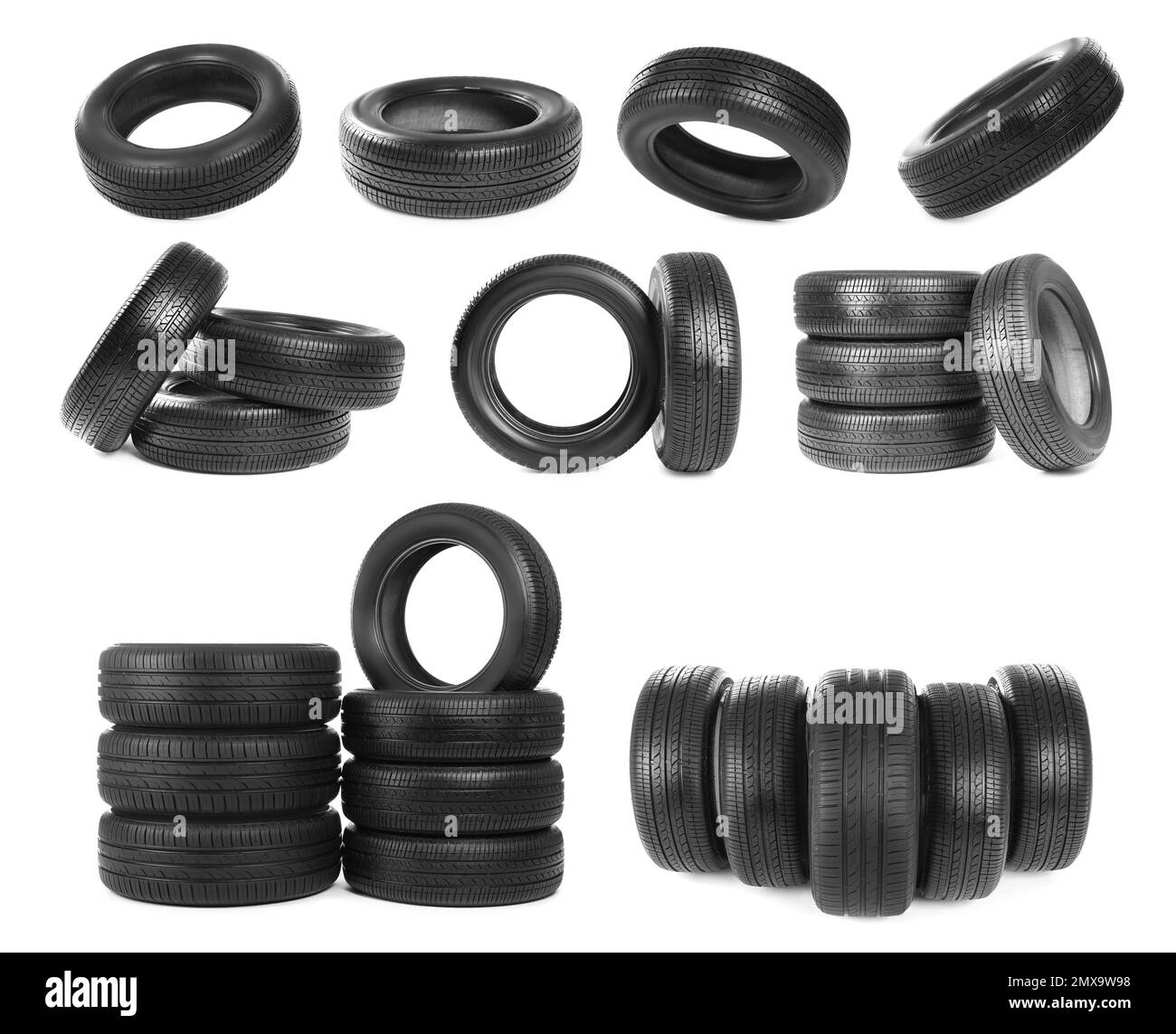 Stack car tires on Black and White Stock Photos & Images - Alamy
