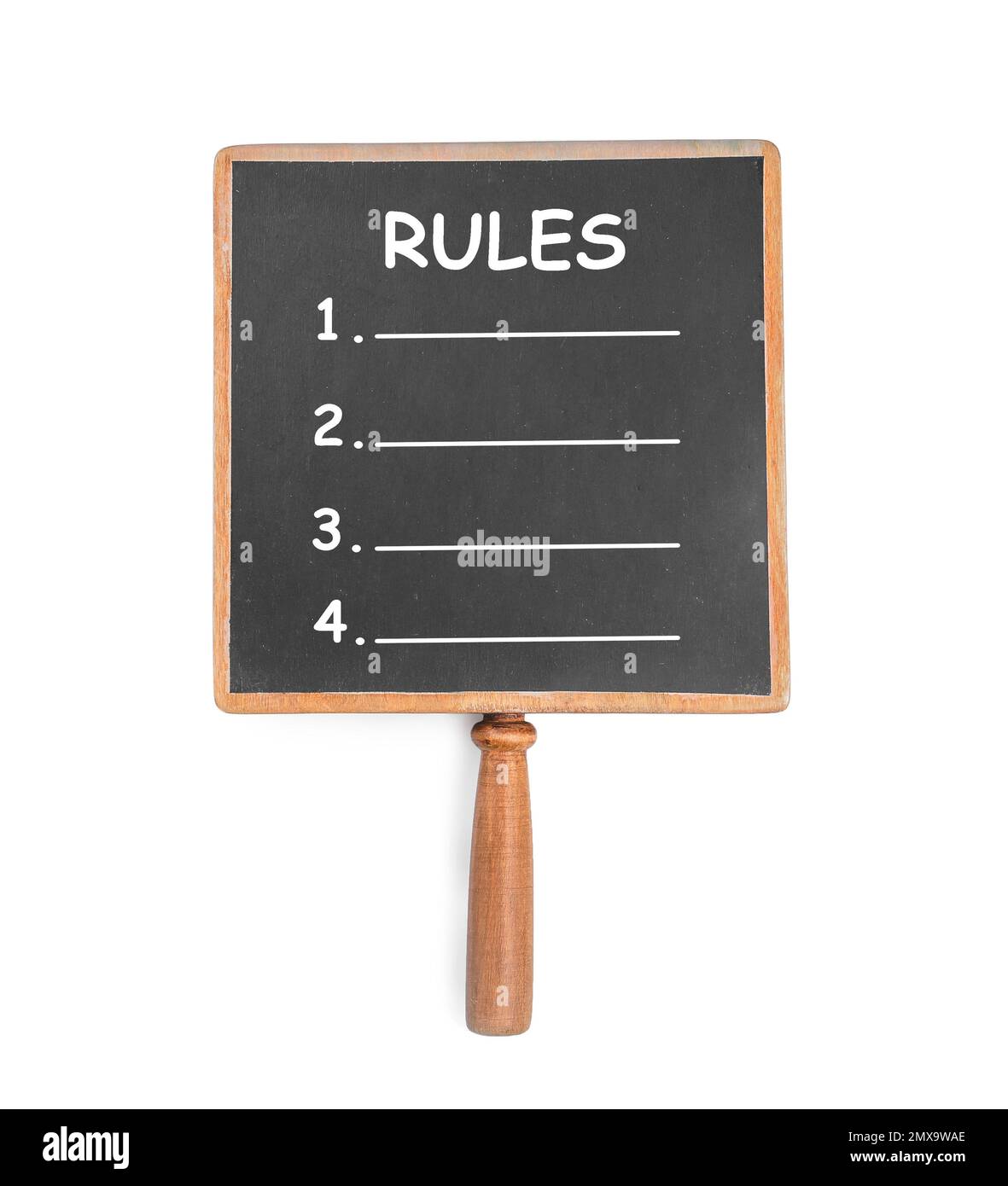 Chalkboard with list of rules on white background, top view Stock Photo ...