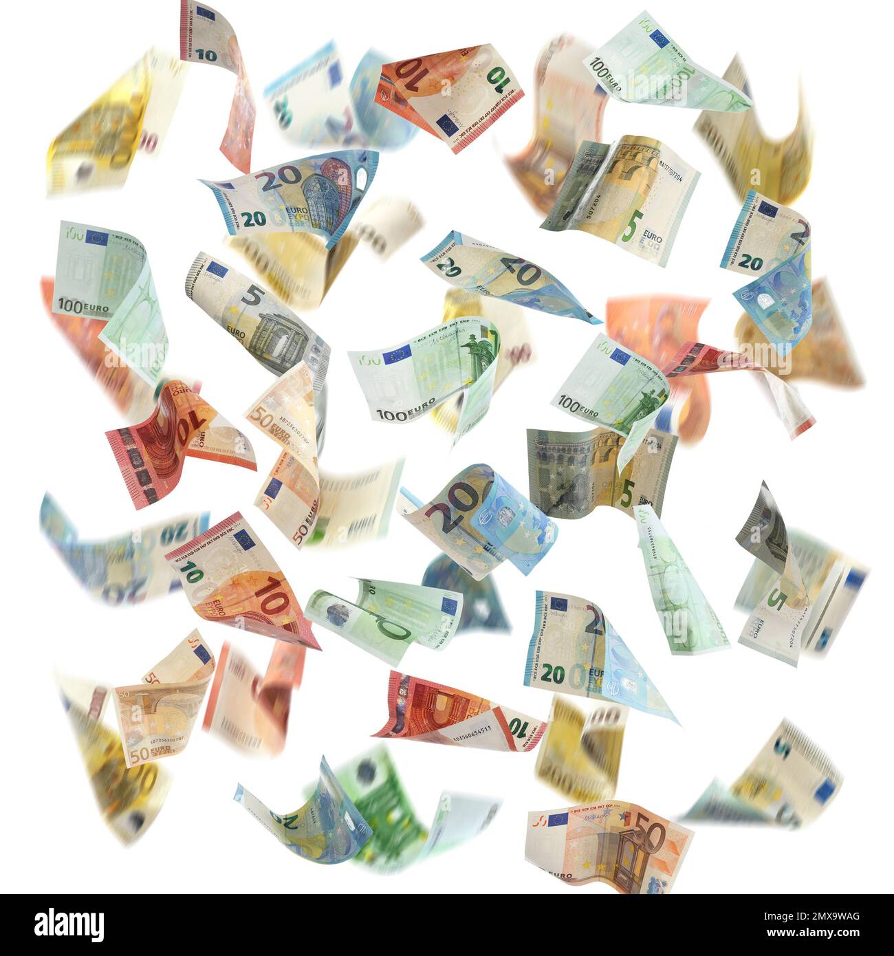 Set of falling money on white background. Currency exchange Stock Photo ...