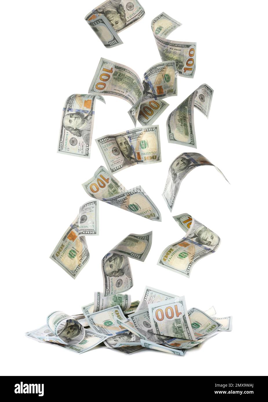 Set of falling money on white background. Currency exchange Stock Photo ...