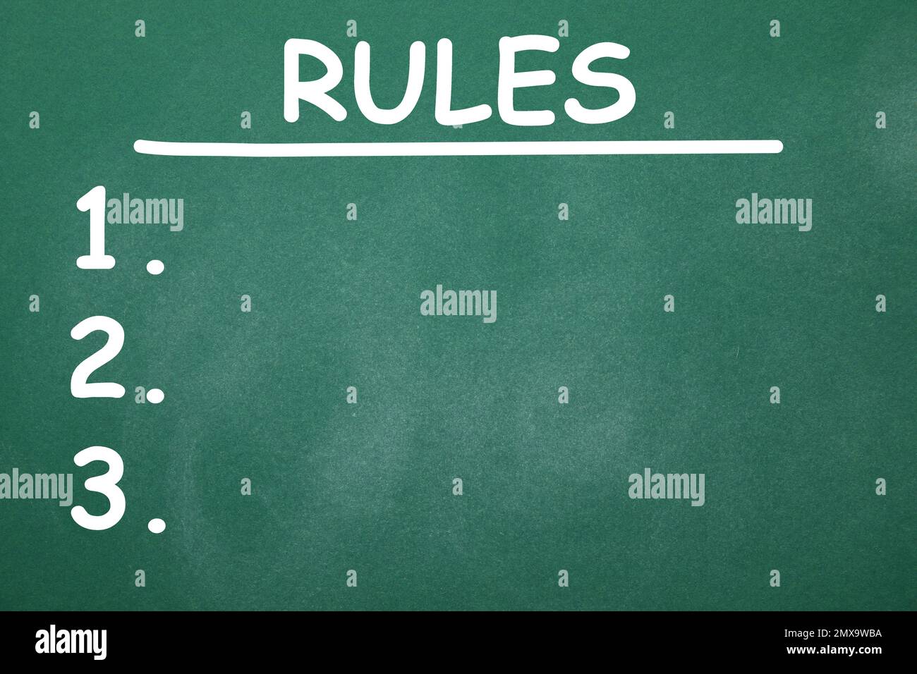 Chalkboard with list of rules as background Stock Photo - Alamy