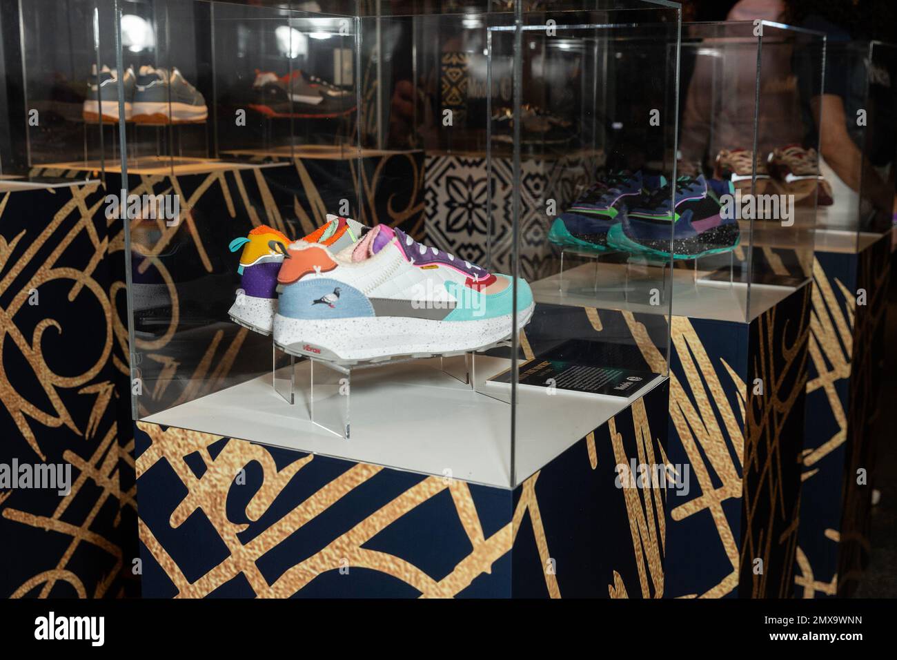 New York, United States. 30th Jan, 2023. Nets memorabilia on display at ...