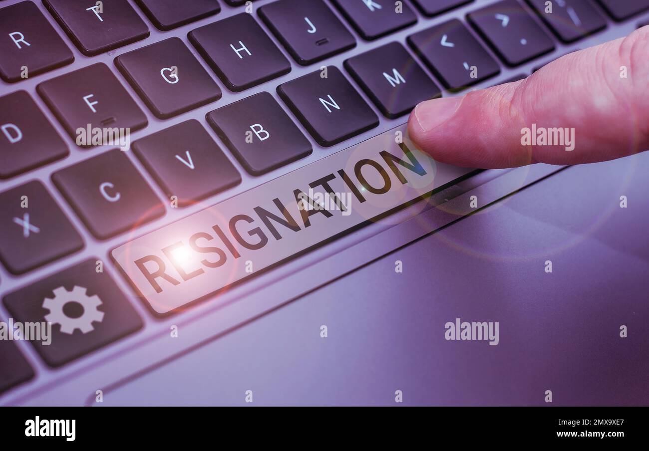 Conceptual caption Resignation. Business approach act of giving up ...