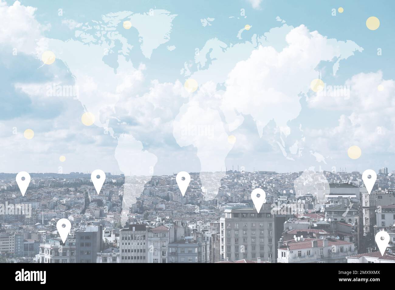 Digital map with pins hi-res stock photography and images - Alamy