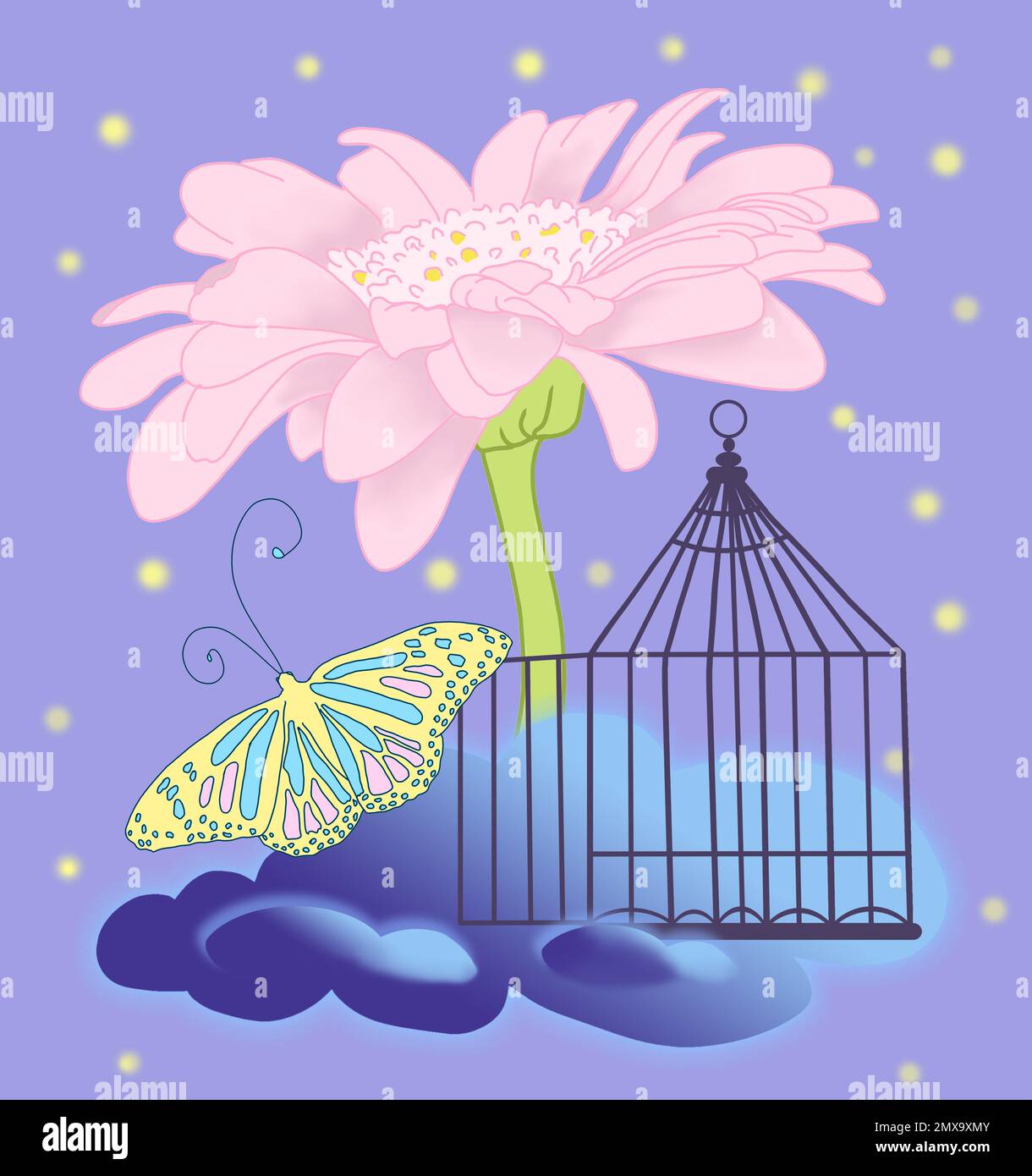 Beautiful illustration demonstrating sense of freedom. Butterfly ...