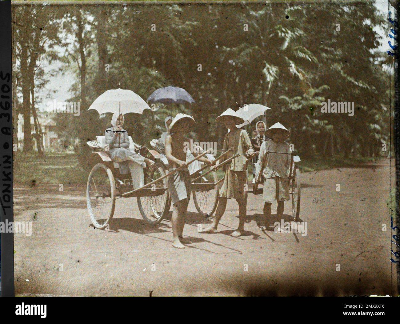 Saigon, Cochinchina, Indochina Young Women in Rubbered Roue Pousse, in ...