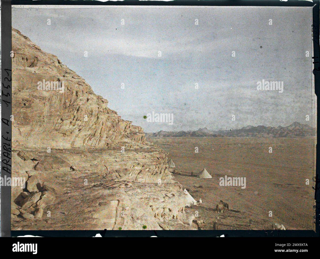 Queweira, Arabia (current Jordan) under the cliffs, the tents of the ...