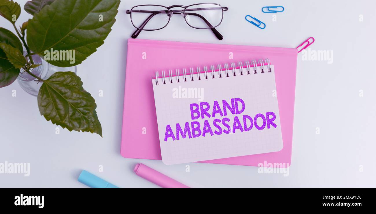 Hand writing sign Brand Ambassador. Business idea agent accredited as ...