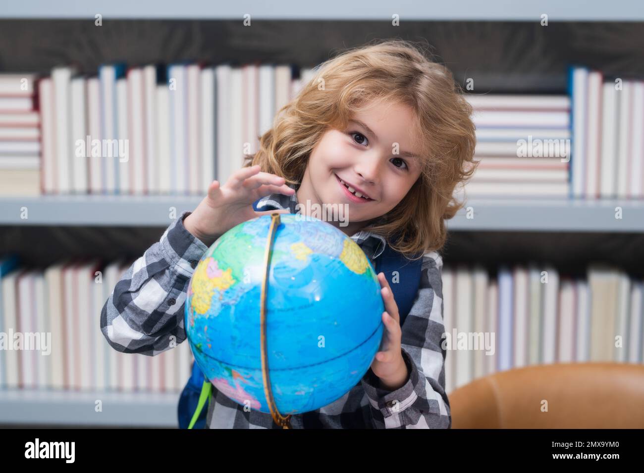 Smart caucasian school boy kid pupil student going back to school ...