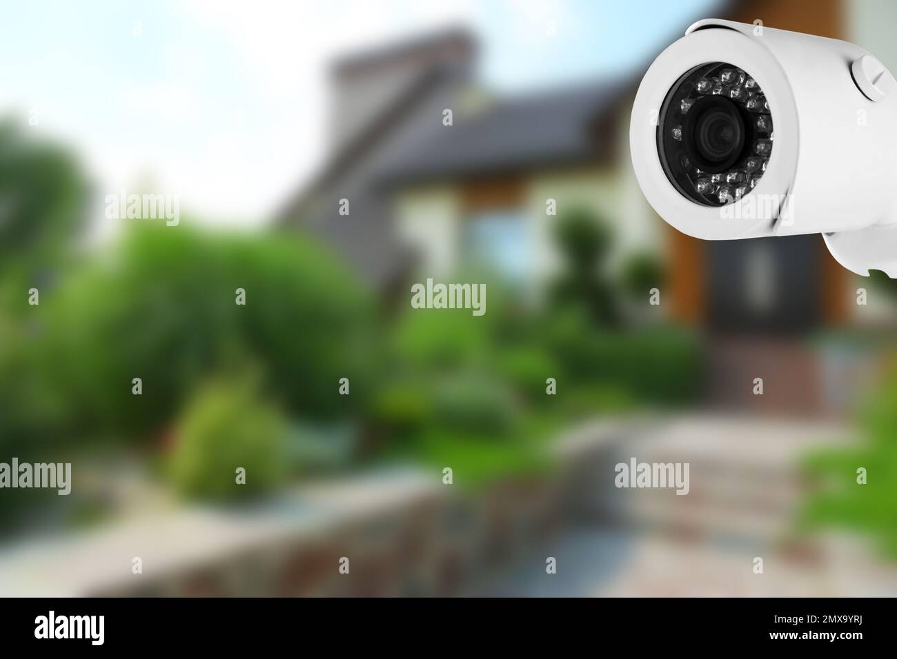 Home security system. House under CCTV camera surveillance Stock Photo ...
