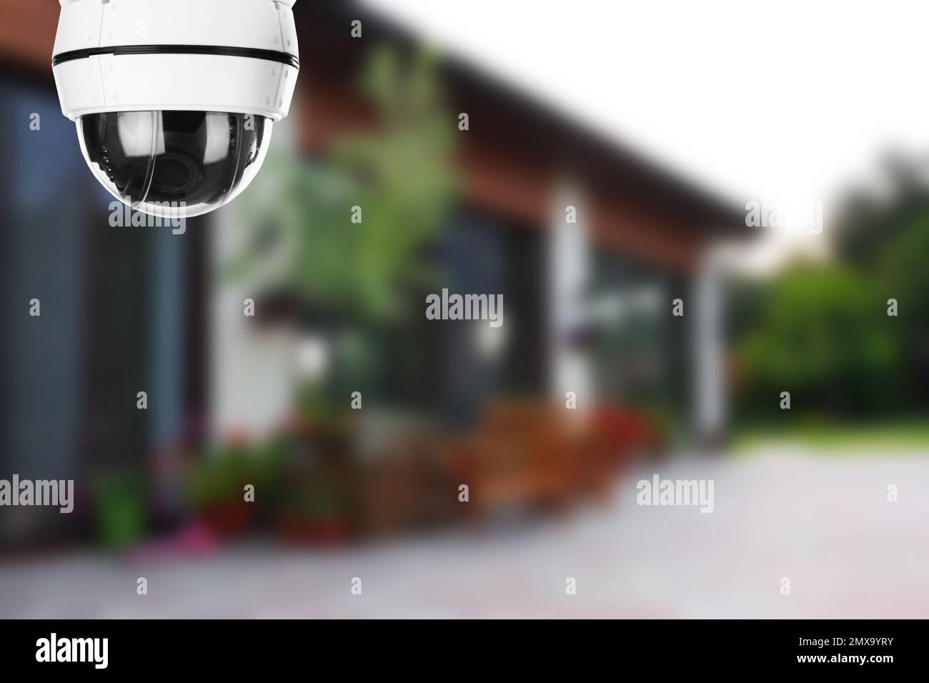 Home security system. House under CCTV camera surveillance Stock Photo ...
