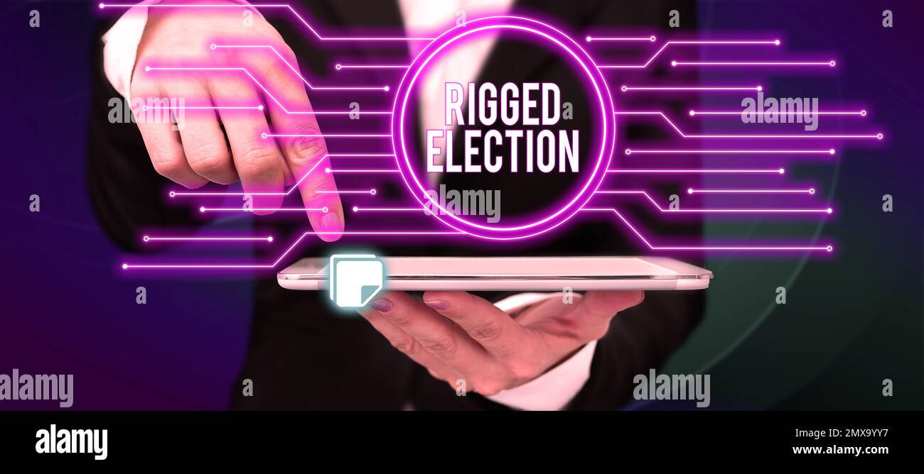 Hand writing sign Rigged Election. Word for Manage drilling operations ...