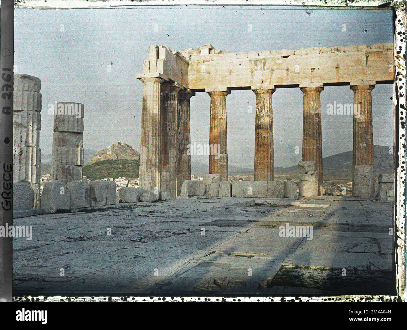 Athens, Greece on the Acropolis, the Parthenon. Remains of the outdoor ...