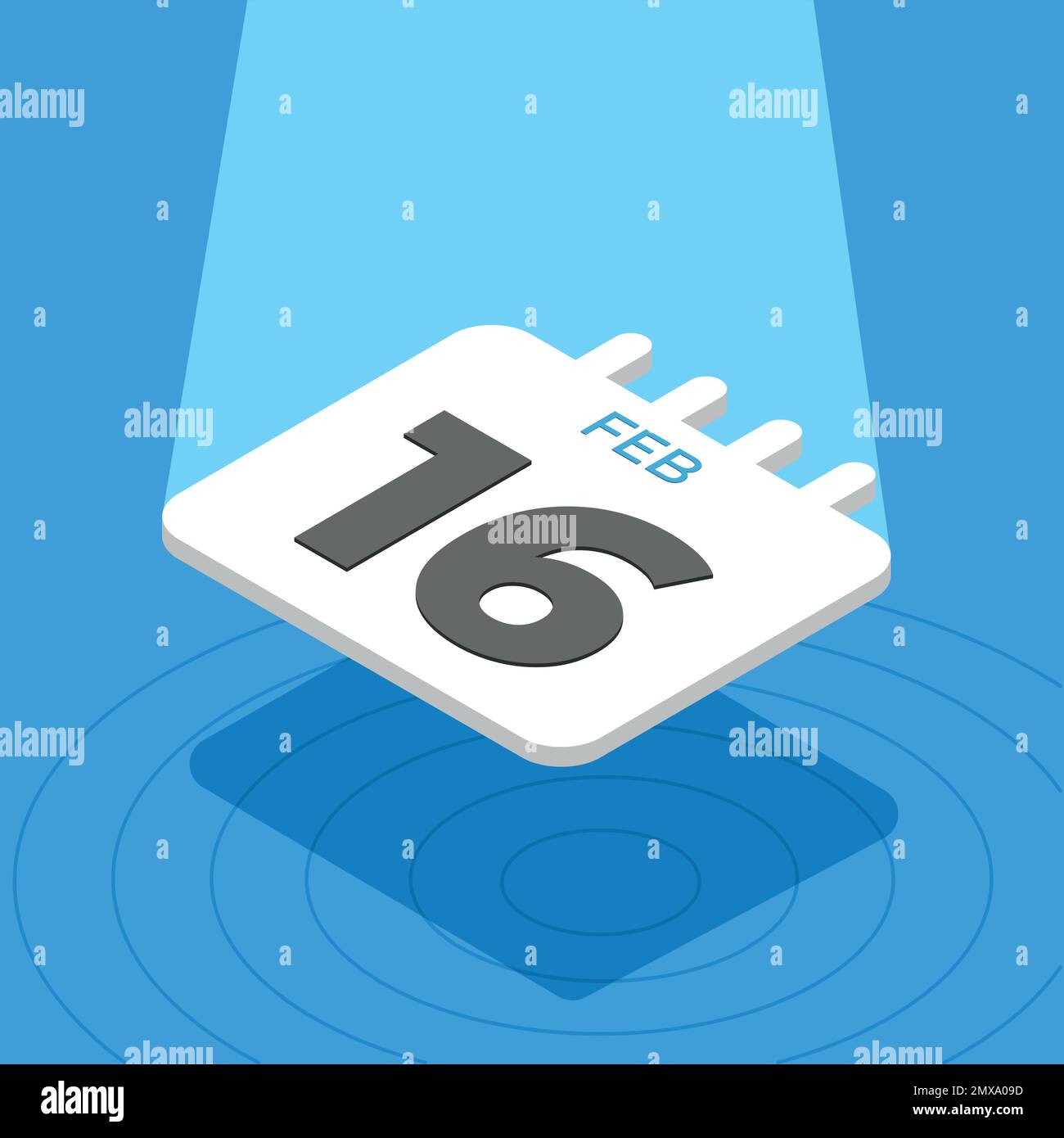 February 26 - 3D calendar floating with spotlight on blue background ...