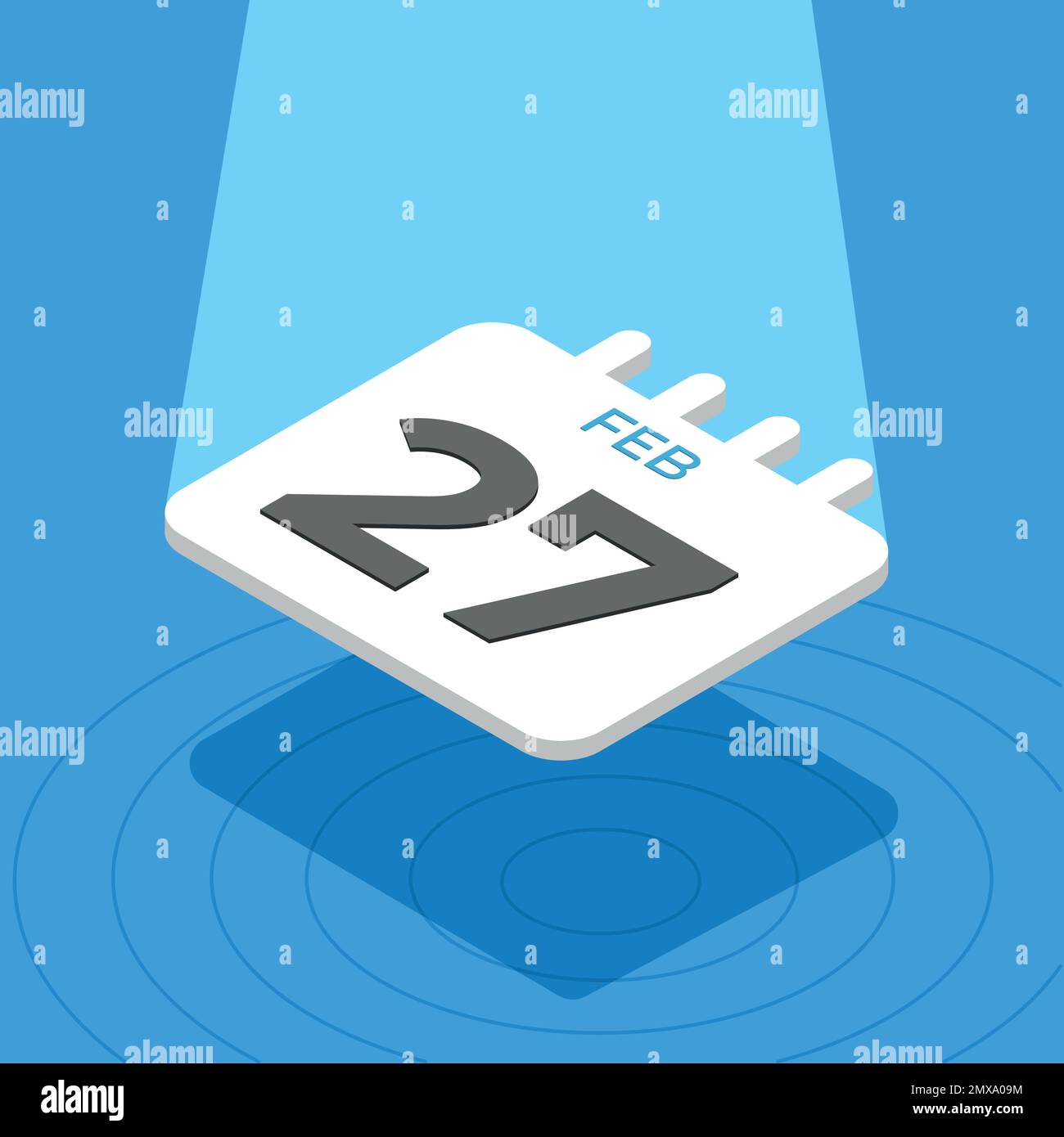 February 27 - 3D calendar floating with spotlight on blue background ...