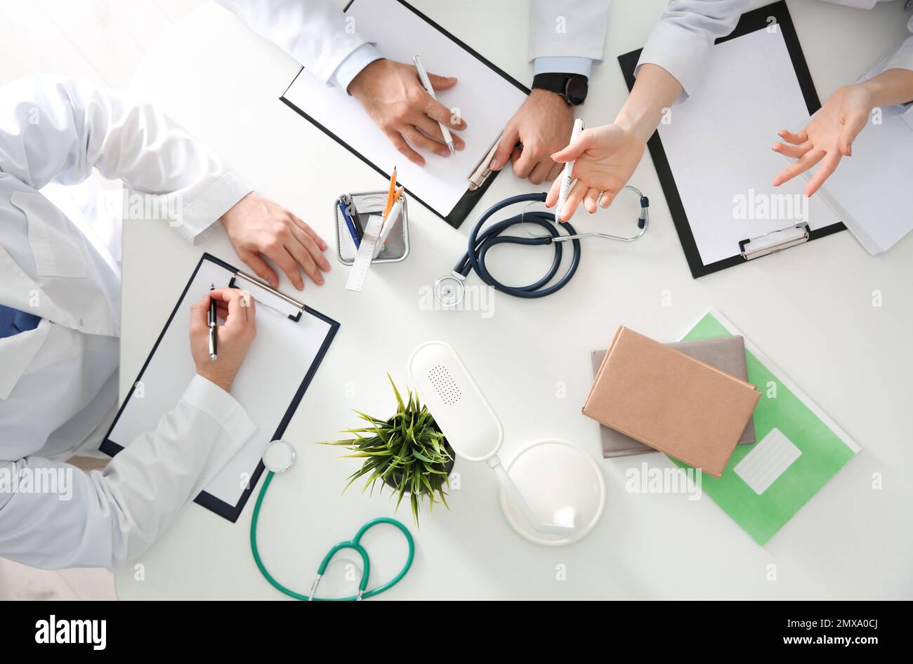 Top view doctors desk in hi-res stock photography and images - Alamy