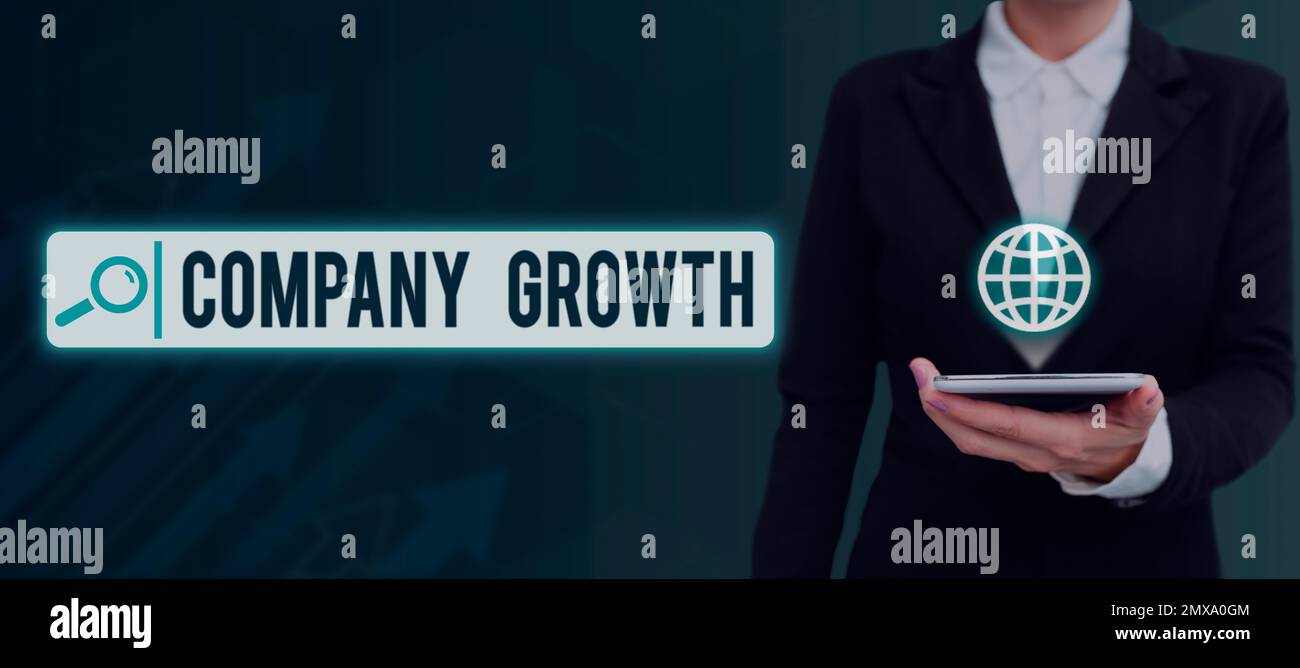 Sign displaying Company Growth. Business concept a long-term stage ...