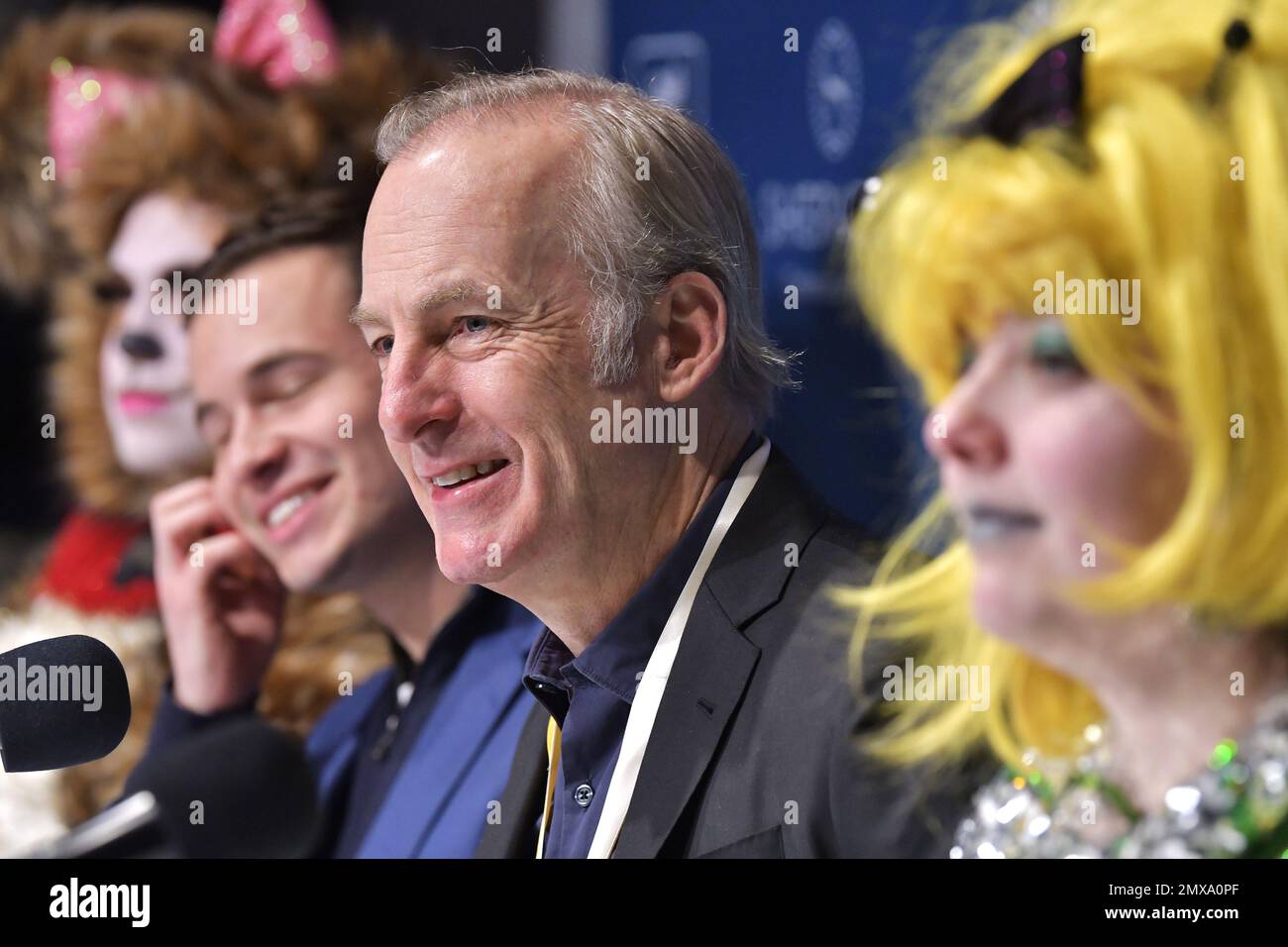 Bob Odenkirk, second from left, with Harvard students, from left ...
