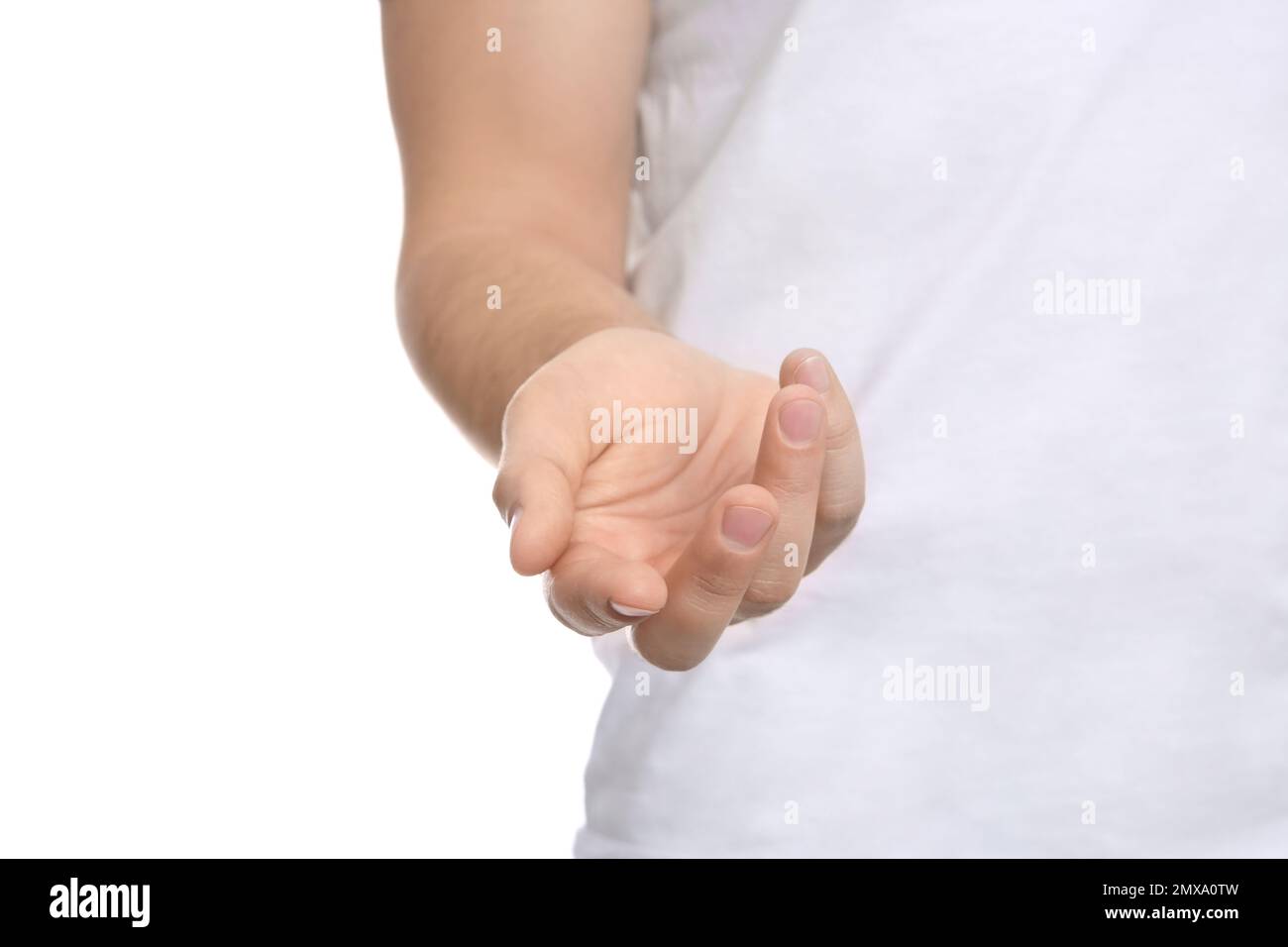 Man extending his palm hi-res stock photography and images - Alamy