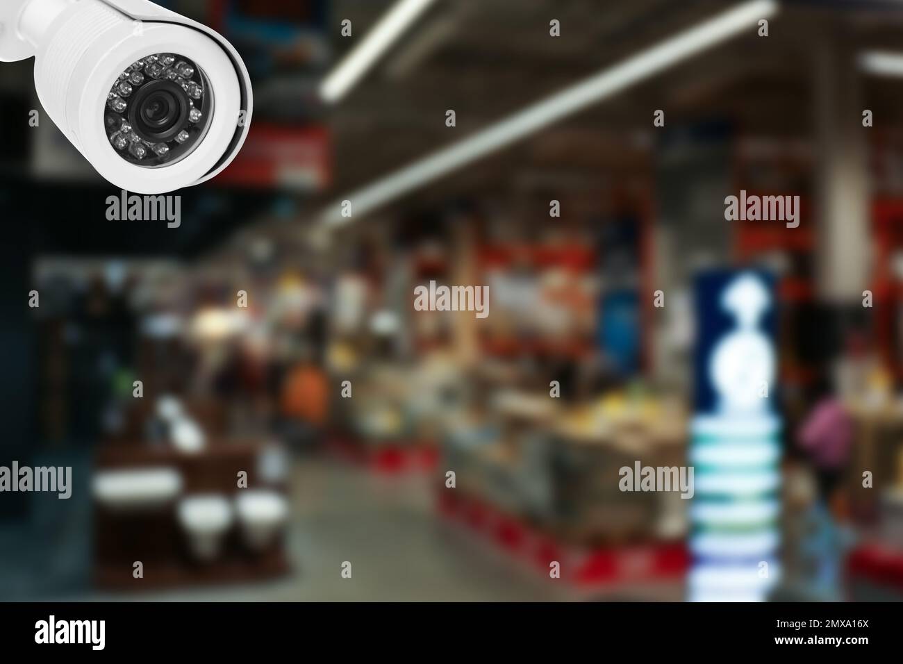 Modern CCTV security camera in shopping mall. Guard equipment Stock ...
