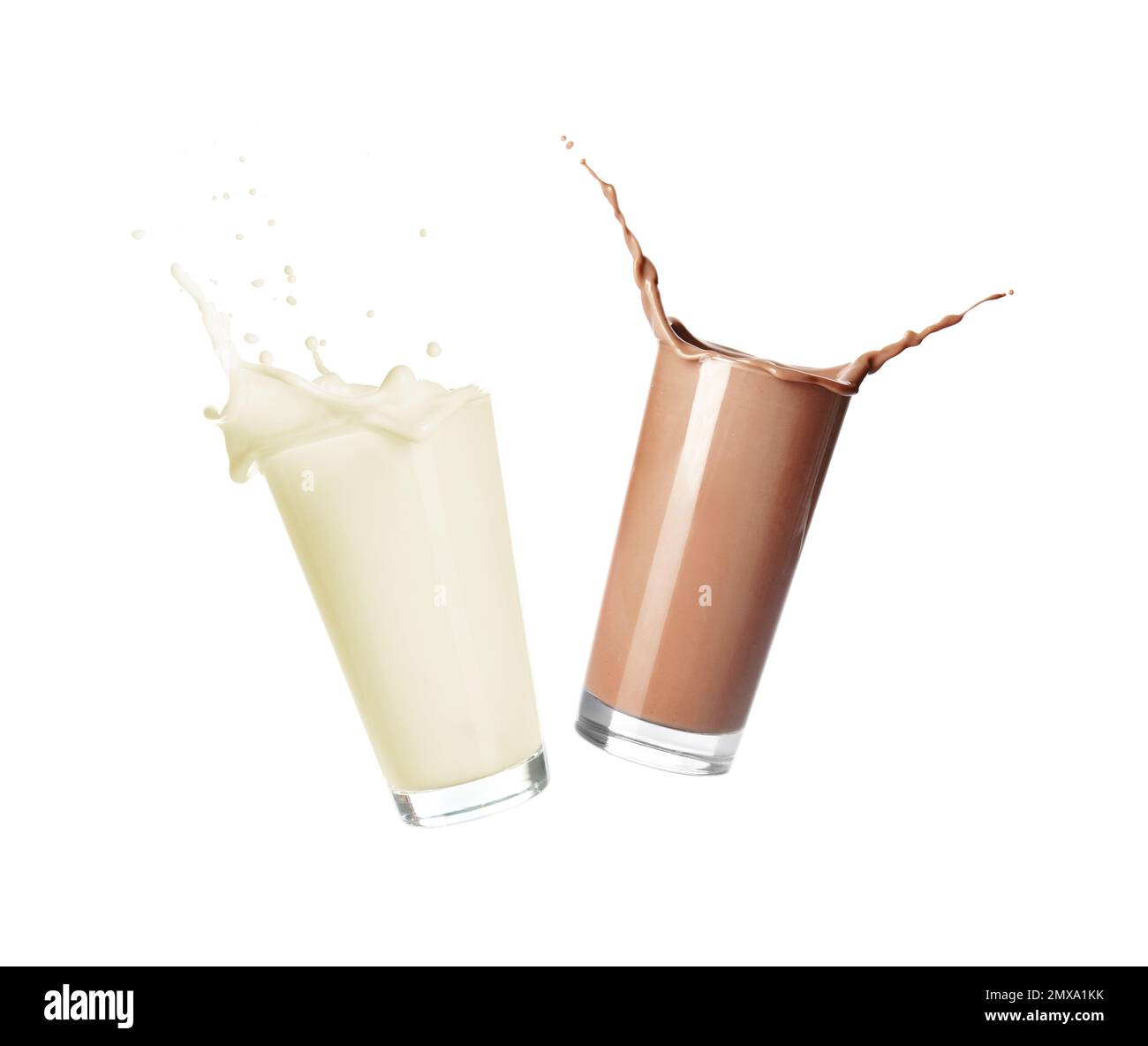 Delicious healthy protein shakes on white background Stock Photo - Alamy