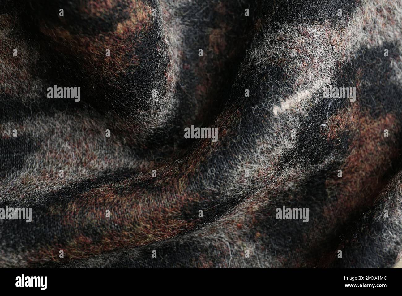 Texture of beautiful fabric with animal pattern as background, closeup ...