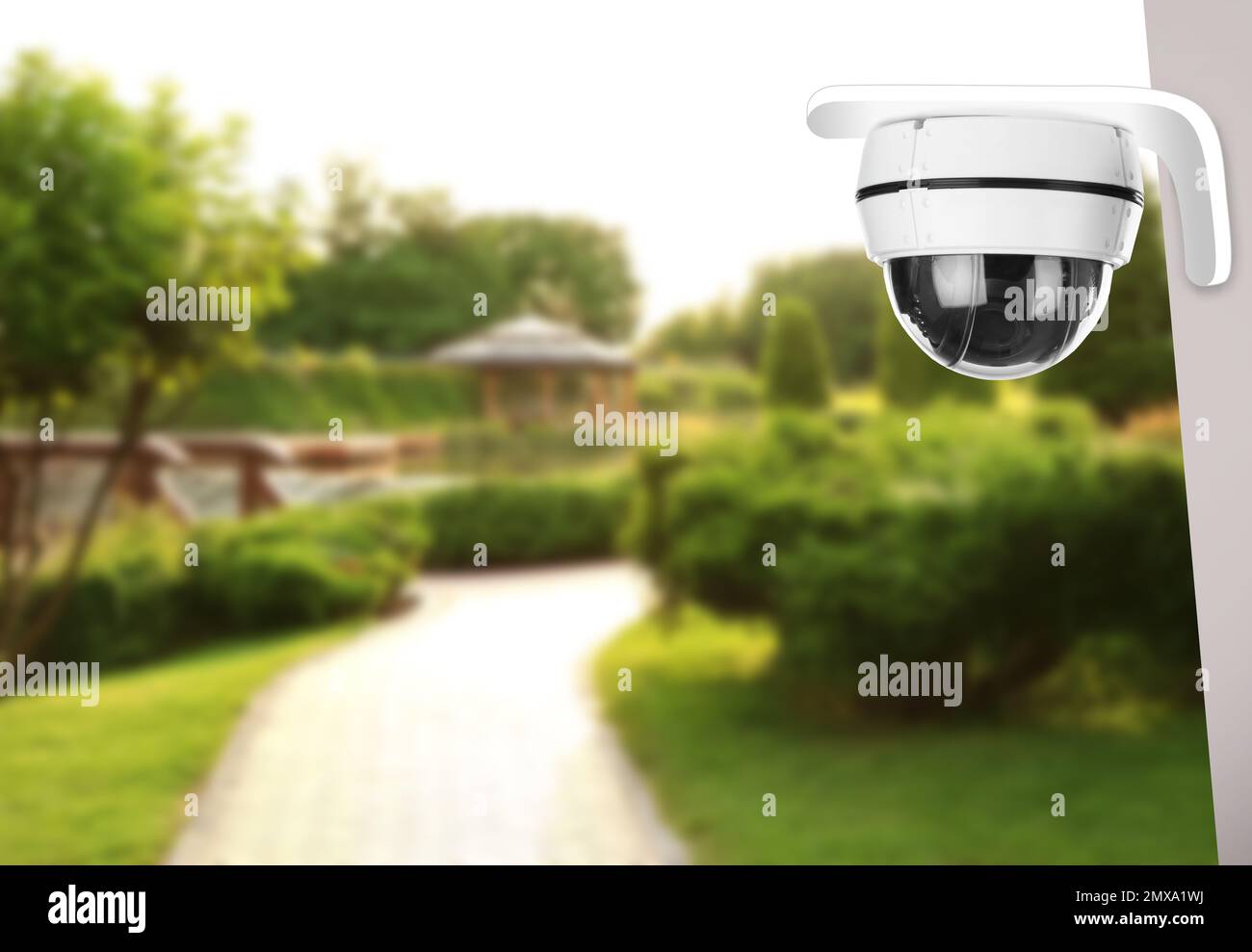 Home security system. House under CCTV camera surveillance Stock Photo ...