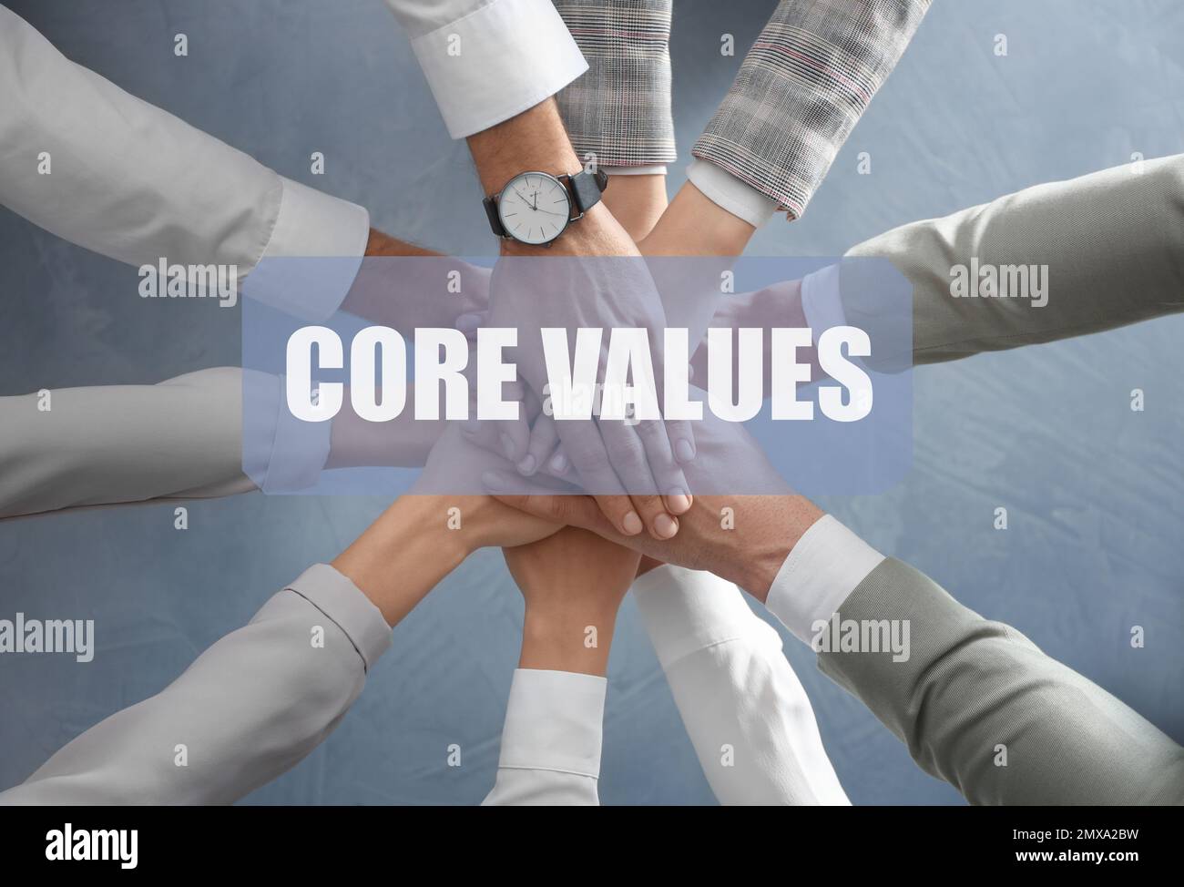 Core values concept. People holding hands together, top view Stock ...
