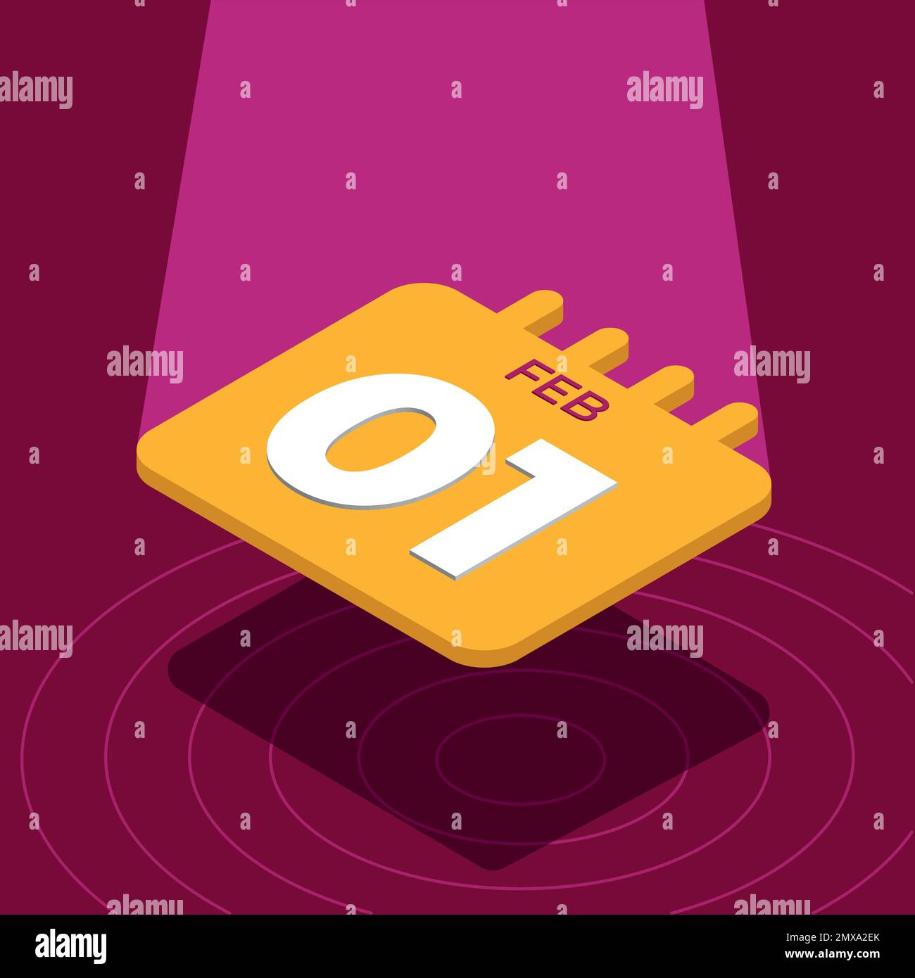 February 1st - Yellow 3D calendar floating with spotlight Stock Vector ...