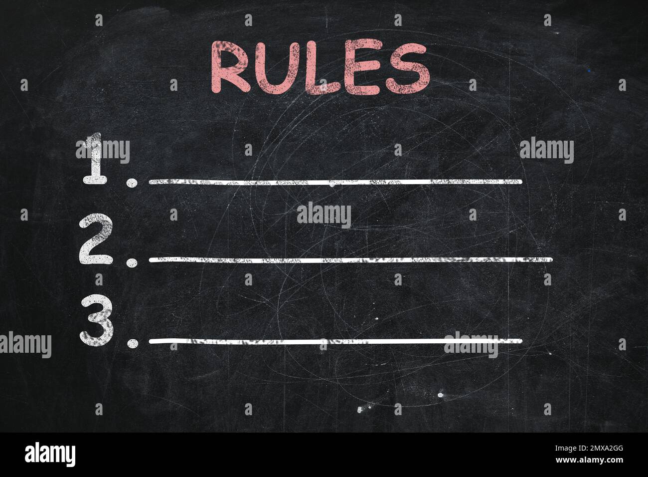 Chalkboard with list of rules as background Stock Photo - Alamy