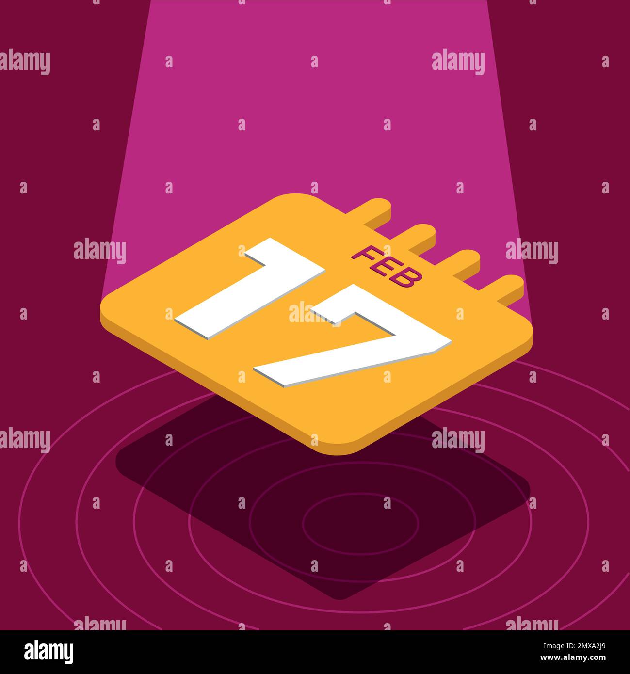 February 17th - Yellow 3D calendar floating with spotlight Stock Vector ...