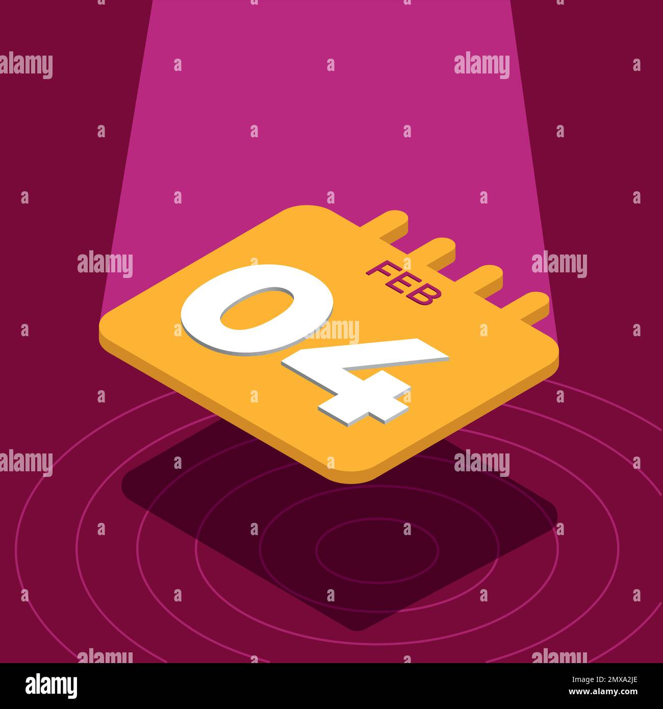 February 4th - Yellow 3D calendar floating with spotlight Stock Vector ...