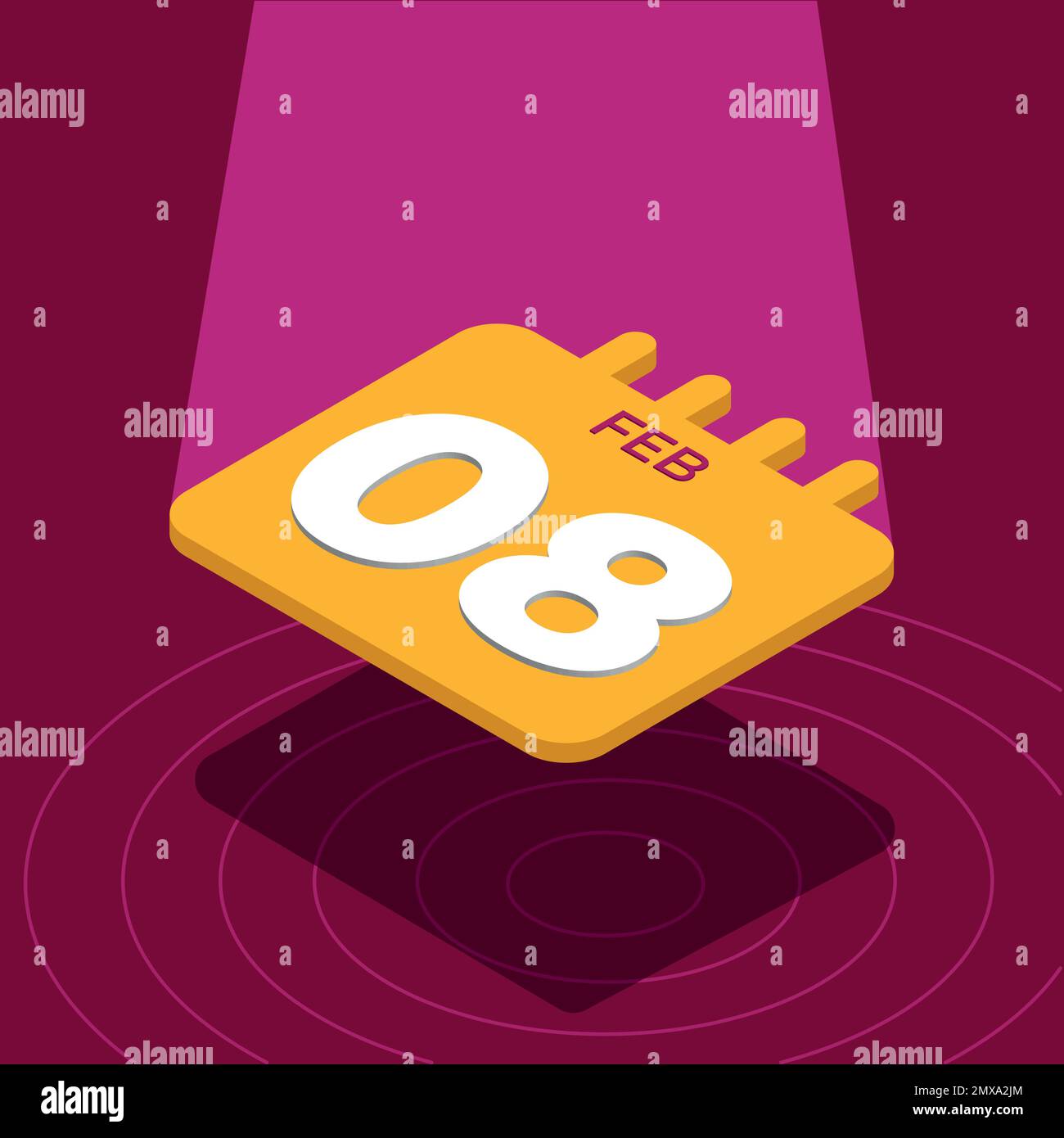 February 8th - Yellow 3D calendar floating with spotlight Stock Vector ...