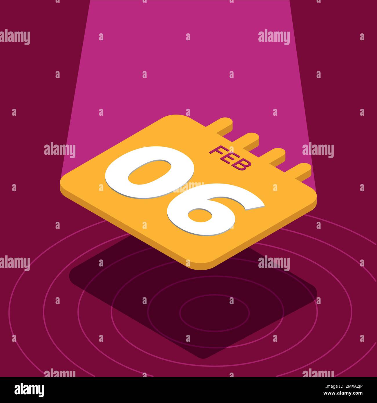 February 6th - Yellow 3D calendar floating with spotlight Stock Vector ...