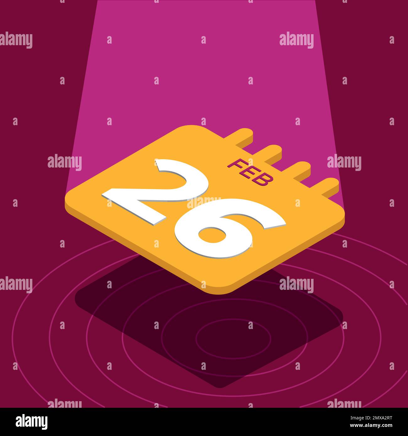 February 26th - Yellow 3D calendar floating with spotlight Stock Vector ...